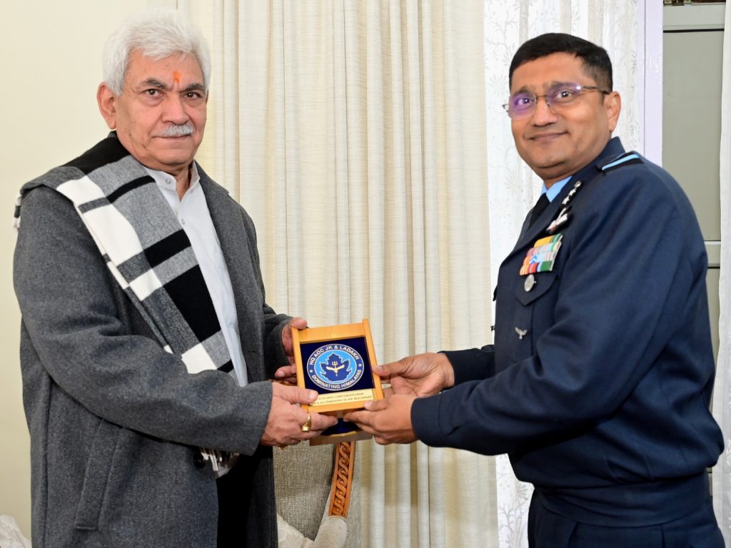 Air Vice Marshal Vikram Gaur Meets Lg Manoj Sinha Kashmir Images